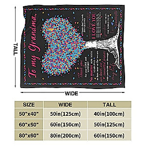 Personalized Blanket to My Grandma from Granddaughter Birthday Gifts for Grandma Mothers Day Best Retirement Gift Super Soft Warm Fuzzy Throw Blanket for Bed Couch Chair 50"x 40"