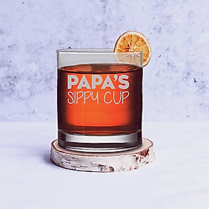 Veracco Papa's Sippy Cup Whiskey Glass Dads Cool Legend Gag First Father's Gifts (Clear, Glass)