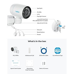 REOLINK RLC-81PA 4K PoE Bullet Security Camera, 180 Degree Pan, Horizontal Auto Tracking, Outdoor IP Camera with Color Night Vision, Smart Person/Vehicle/Pet Detection, 2 Way Talk, microSD Card Slot