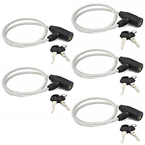 Wideskall 5-Pack 26" inch Light Duty 8mm Cable Keyed Bicycle Bike Lock w/ 2 Keys Cycling Anti-Theft Clear