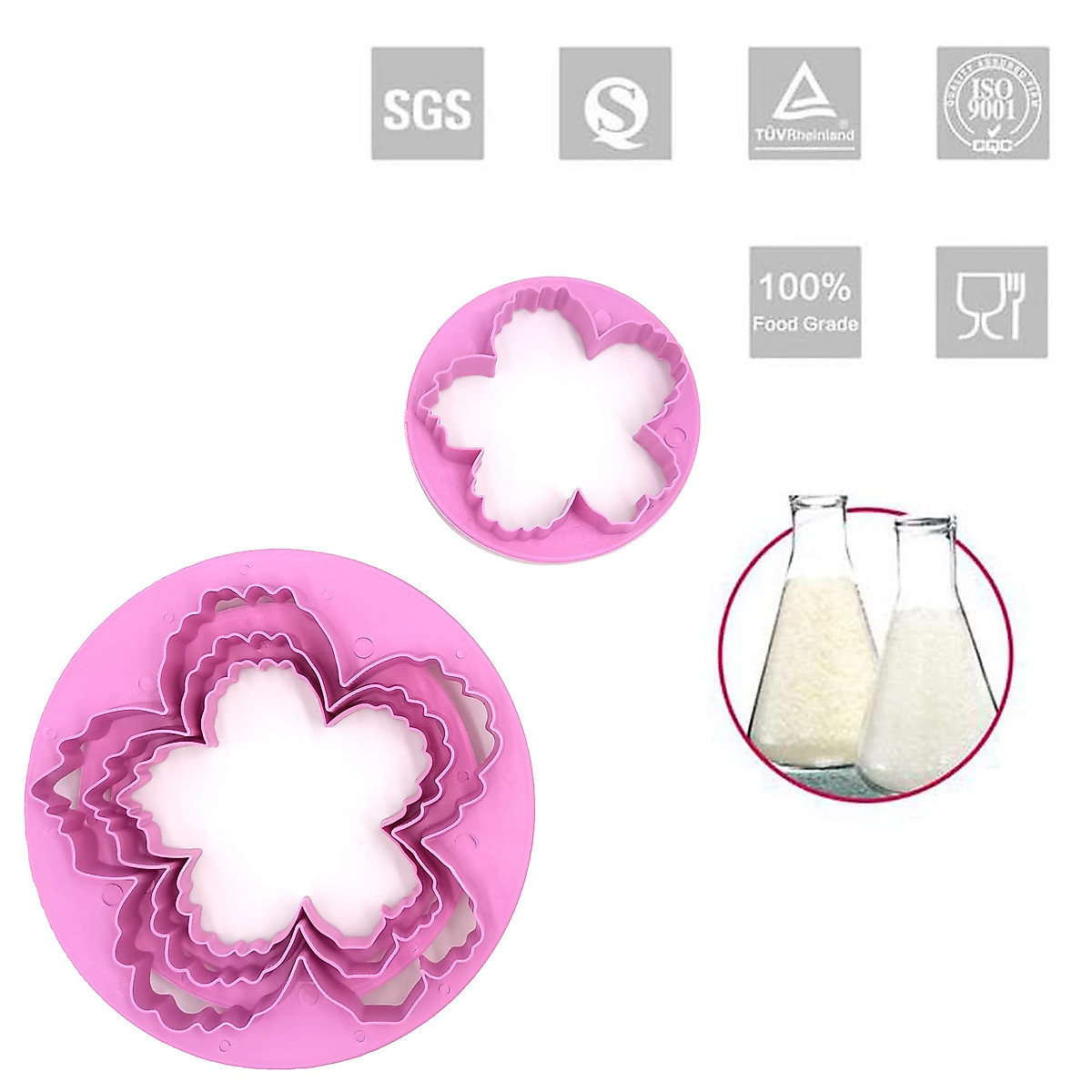 gobaker Big Peony Flower Cutters Set, Fondant Cake Gum Paste Flower Petal Cookie Cutter for Cake Decoration