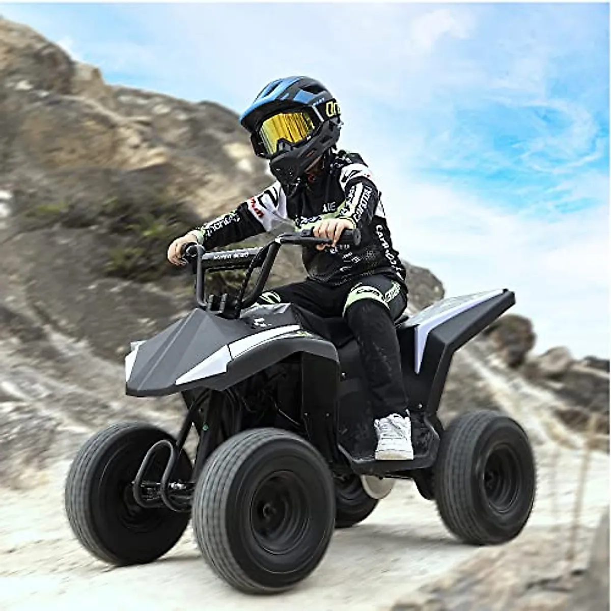HYPER GOGO Electric Quad ATV for Kids,13" Tires Four-Wheeled Off-Road Vehicle,36V 350W Motor up to 10 Miles(White)