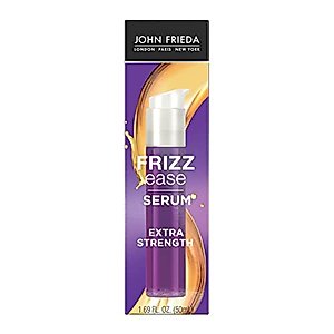 John Frieda Frizz Ease Extra Strength Hair Serum, Instantly Smooths for Healthy, Hydrated, Frizz-Free Hair, for Thick and Coarse Hair, with Argan, Coconut, and Moringa Oil for Heat Protection, 1.69 Oz