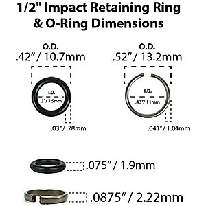Velodi 10 sets of 1/2" Impact Wrench Socket Retainer rings with O-ring/Impact Wrench Tool Parts and Accessories/impact friction ring/hog ring/O-ring Square Drive Socket Retainer Ring