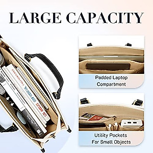 Missnine Tote Bag Canvas Laptop Bag for Women 15.6 inch Casual Work Bags with Clutch Purse Computer Shoulder Bag 2 PCS Set for Travel, Office, College