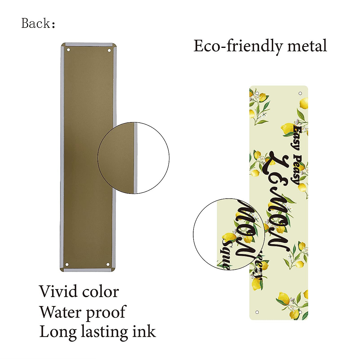 CREATCABIN Lemon Tin Sign Metal Fresh Fruit Easy Peasy Lemon Squeezy Retro Vintage Funny Wall Art Mural Hanging Iron Painting for Home Garden Bar Pub Kitchen Living Room Office Plaque 16x4inch