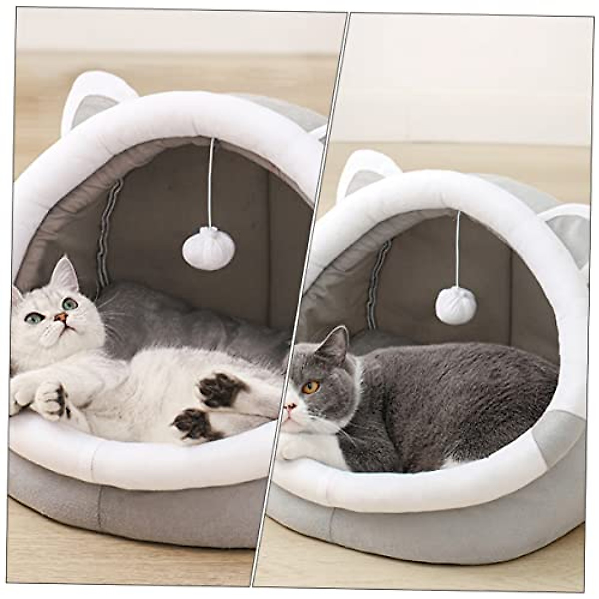 Ipetboom 1pc Cave Semi-Closed Semi Cozy and Cold Mat Toy Comfortable Warming Supplies Dogs Semi-Enclosed Nest Thickened Sleeping Winter Kitten Tent Removable House Cushion Kittens Cats Dog