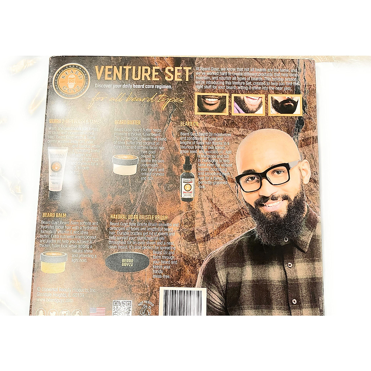 Beard Guyz Venture 5pc Beard Grooming Set with Boar Bristle Beard Brush