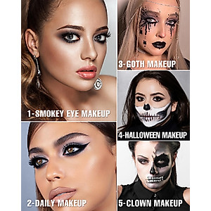 HOOMUSS Black Smoky Eye Shadow Palette 8Color, Dark Grey Smokey Eyeshadow for Goth Makeup, Black Silver White Gray Shade for Halloween, Pigmented & Long Lasting (Black)