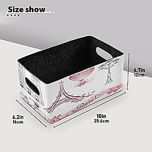 Paris Slandmarks Storage Basket Felt Storage Bin Collapsible Storage Box Cloth Baskets Containers Organizer for Kids Bedroom Magazine