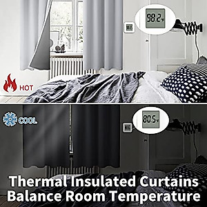BGment 100% Blackout Curtains for Bedroom with Black Liner, Thermal Insulated Thick Double Layers Total Light Blocking Grommet Window Curtains 63 Inch Length 2 Panels Set (42 x 63 Inch, Light Grey)