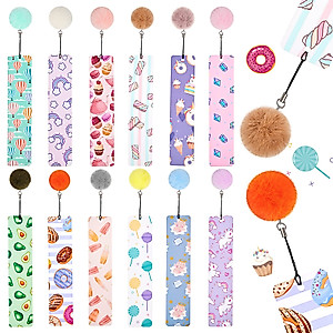 12 Pieces Kids Bookmarks, Cute Bookmarks for Kids Girls, Bookmarks Gifts for Women, Girls, Teens, Rulers for Kids, Animal Bookmarks, Party Favors School Classroom Reading Presents (Pom Pom Style)