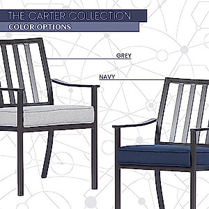 Mod Furniture Carter 7-Piece Modern Outdoor Patio Furniture Dining Set with All-Weather Aluminum Frames, 6 Padded Dining Chairs and 72"x40" Slat Table