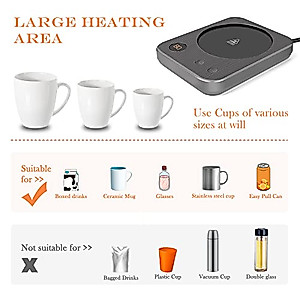 Coffee Mug Warmer,AURUZA Smart Warmer for Coffee,Tea,Beverage,Milk,Hot Chocolate,Great Gifts Choice for Desk Office Home Use,Auto Shut-Off & 3 Temp (131°F- 158°F- 176°) Settings Metal Gray