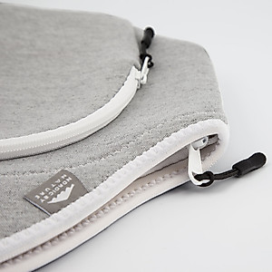 Insulated Large Neoprene Lunch Bag For Women, Men & Kids | Extra Pocket | 5 mm Insulation | 13.5” Big | Washable | Soft Designer Cotton | Best YKK Zipper In The World | LightGrey Lunch Box