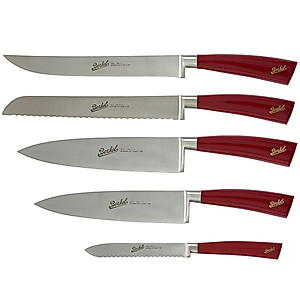 Berkel Elegance Sense Red 5 pc Knife Block/Red Knife Block / 5 Set of Knives Included/Set of knives for different uses/Designed so that you always have the perfect knife/Elegant Knife Block