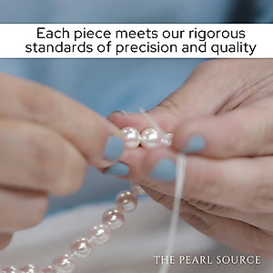 The Pearl Source White Freshwater Pearl Bracelet for Women - Cultured Pearl Bracelet in 14k Gold Plated Sterling Silver Clasp with Genuine Cultured Pearls, 7.5"