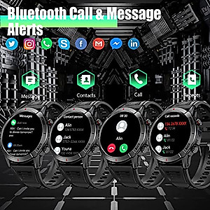 Military Smart Watches for Men with Bluetooth Call 1.43" AMOLED Always On Display Rugged Outdoor Tactical Smartwatch with Heart Rate Blood Pressure Sleep Monitor Sports Fitness Watch for Android iOS