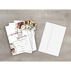 Wedding Shower Invitations, Burgundy Bridal Shower Invitations With Envelopes, Wedding Invitations, Bridal Shower Invites, Wedding Shower Decorations, 25 Invitations Cards And Envelopes (B04)