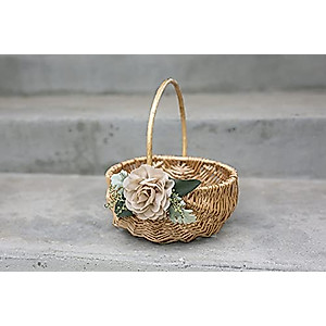Willow Flower Girl Basket - Rustic Wood Flower Girl Basket - Country Wedding Basket w/Greenery Decor - Rattan Gift Basket by Ragga Wedding