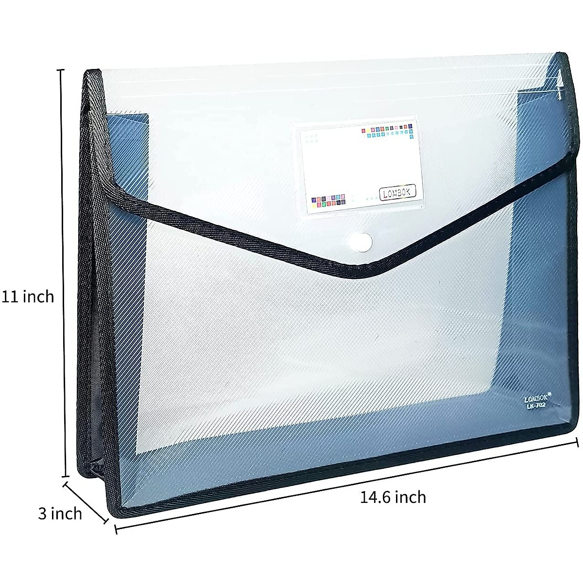 YoeeJob Plastic File Folders Legal Size Expandable Document Folder with Snap Button Closure, B4 Expanding File Wallet Envelopes Pouch with Label Pocket, 2 Packs, Black