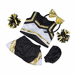 Metallic Gold & Black Cheerleader Teddy Bear Clothes Fits Most 14"-18" Build-A-Bear & Make Your Own Stuffed Animals