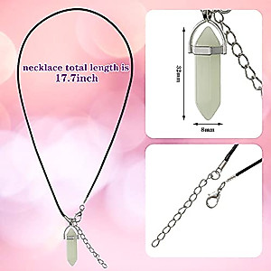 3 Pieces Halloween Luminous Fluorescent Crystal Necklaces Glow in the Dark Crystal Pendant Necklaces Hexagonal Gemstone Chain Necklaces