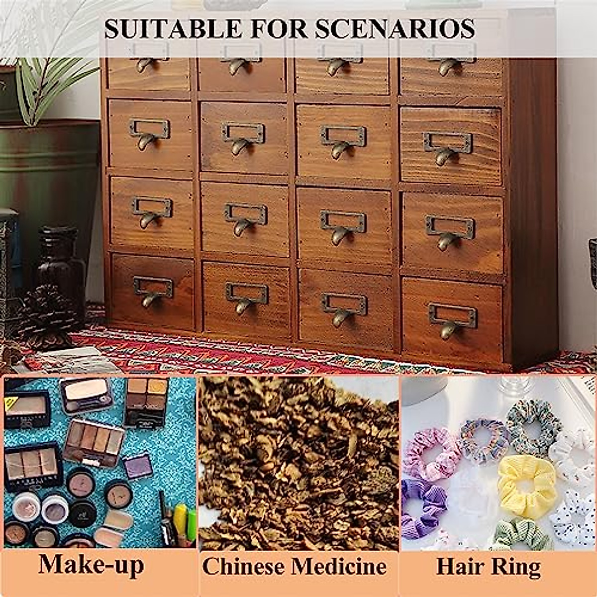 LOYALHEARTDY Desk Drawer Organizer,Wooden Storage Box with 16 Drawers,Home Office Desk Organization and Storage,Rustic Storage Drawers Dressers for Bedroom,Traditional Apothecary Cabinet