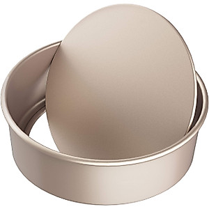 CHEFMADE Round Cake Pan, 8-Inch with Removable Loose Bottom Non-Stick Chiffon Bakeware for Oven and Instant Pot Baking (Champagne Gold)