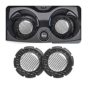 AUCELI 2 PCS Car Cup Holders, 2.75 Inch Carbon Fiber Coasters, Non-Slip Bottle Pad Embedded in Cup Mat, Durable Insert Drink Coaster, Universal Vehicle Interior Accessories (Silver/StyleB)