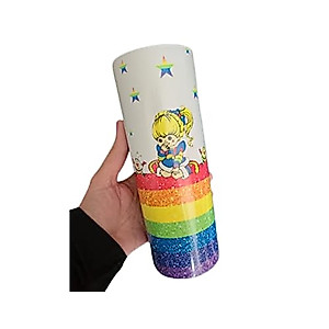 80s Rainbow Girl 20oz color changing/glow in the dark Tumbler with lid and straw