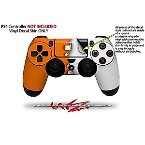 WraptorSkinz Skin Compatible with Sony PS4 Dualshock Controller PlayStation 4 Original Slim and Pro Ripped Colors Orange White (Controller NOT Included)