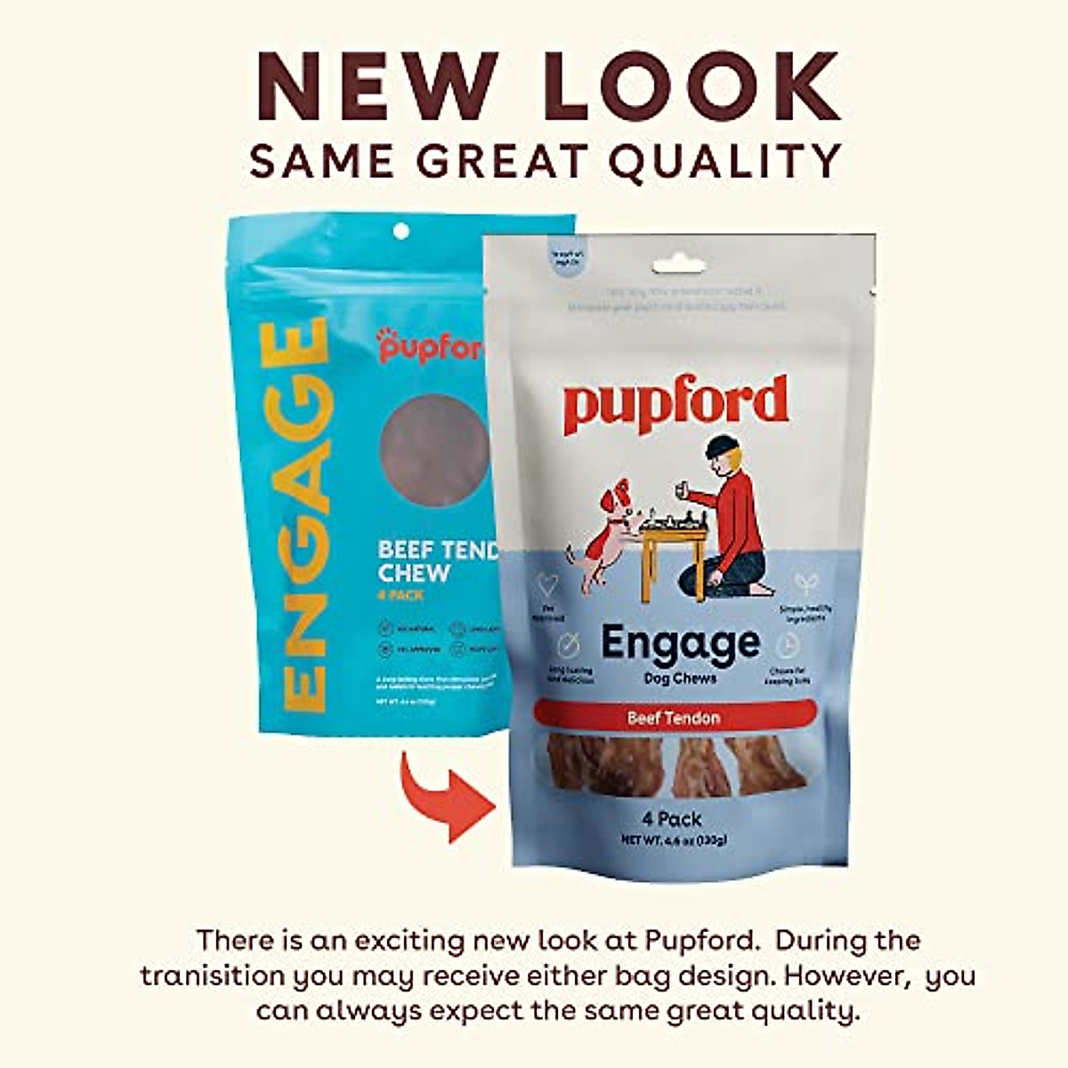 Pupford Beef Tendon Chews for Dogs | Cleans Teeth, Teaches Proper Chewing & Contains Glucosamine to Help Joints | Extra Thick, Long-Lasting, Natural Ingredients, Low Calorie (4 Count)