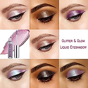 Erinde Liquid Glitter Eyeshadow - Shimmer Sparkle Eye Shadow, Long Lasting, Waterproof, Shining Eyeshadow, Metallic Glow Shiny Eye Shadow Pen, Create Sparkling Eye Makeup (106#Rose Gold)