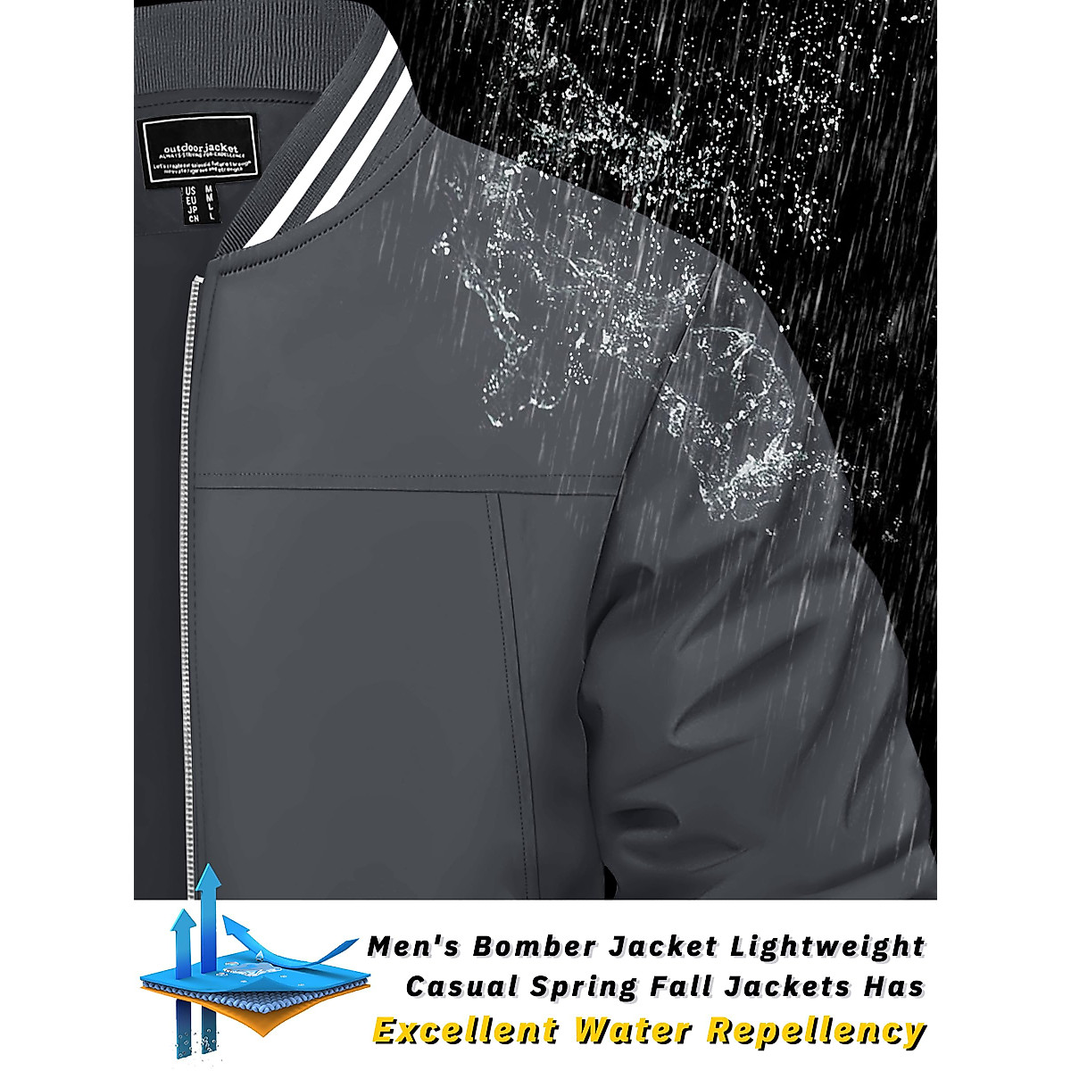 TACVASEN Varsity Jacket Men Men's Jackets With Inside Pockets Men's Lightweight Flight Bomber Jackets Men's Bomber Jackets Windbreaker Spring