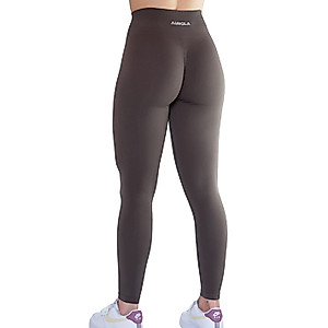 Seamless Scrunch Legging Women Yoga Pants 7/8 Tummy Control Workout Running for Fitness Sport Active Legging-25''（M,Chestnut Brown