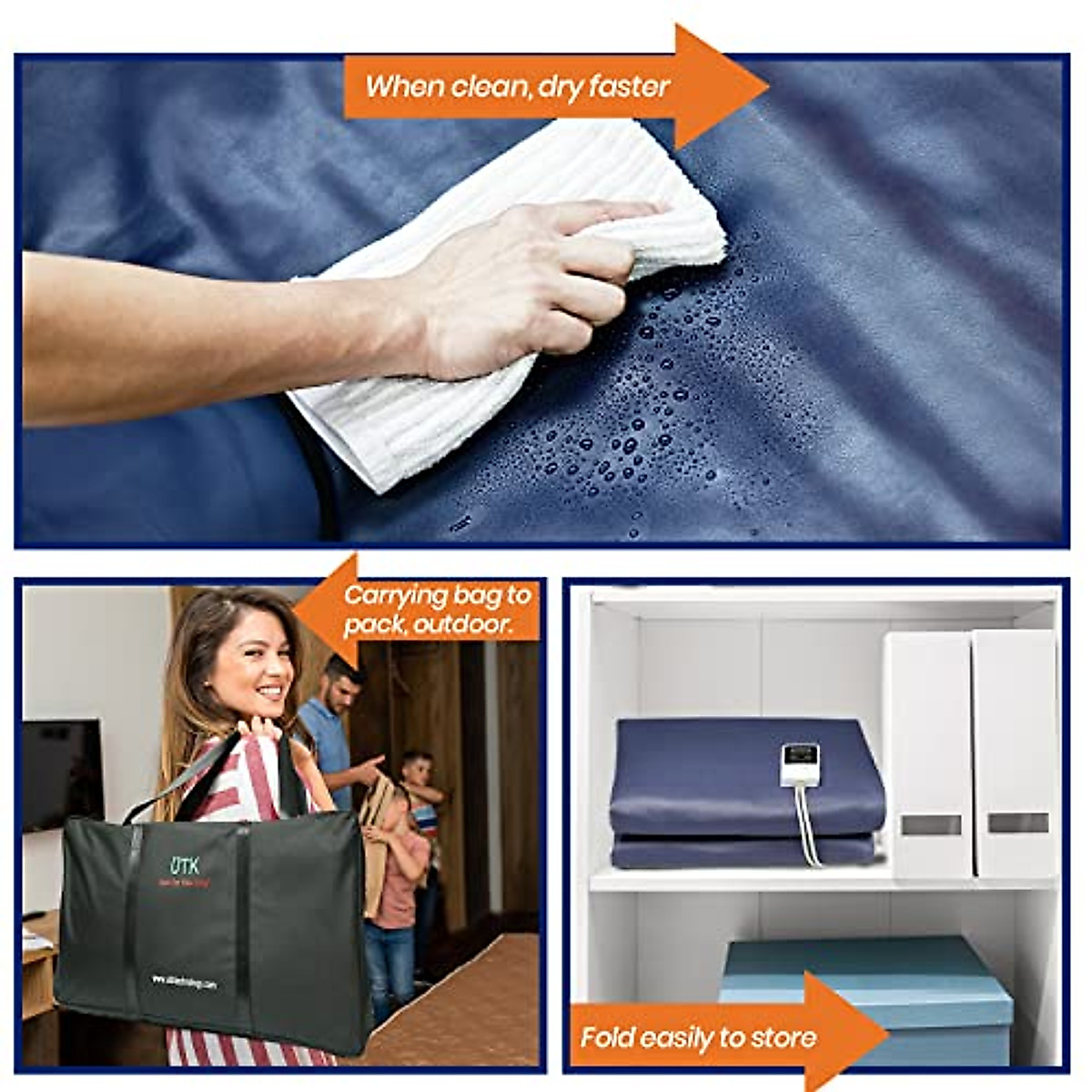 UTK Infrared Sauna Blanket, Portable Sauna Blanket for Home, Full Body & Mind Relax and Detoxify, Pain Relief, Sweat Fast, Updated Natrural Jade Stones & 850nm Bio-Photon, Deep Sleep, Blue(71''x71'')