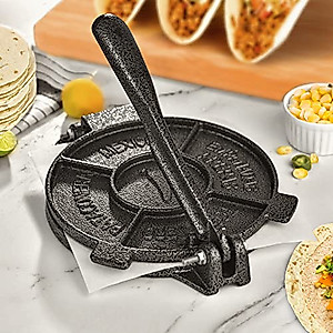 ARC Tortilla Press 8 inch Include 100 Pcs Parchment Paper, Cast Iron Tortilla Maker, Heavy Duty Tortillera Pataconera, Flour Tortilla Press, Roti Maker, Taco Maker, Taco Press, Black Gray