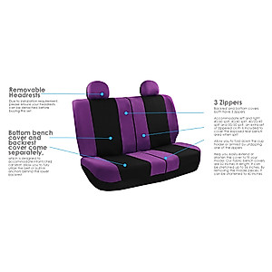FH Group Car Seat Covers Front Set and Rear Split Function with Steering Wheel Cover and Seat Belt Pads Combo Set Purple Seat Covers– Interior Accessories Universal Fit for Cars Trucks & SUVs