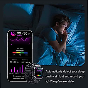 GUIQU Smart Watch, Military Grade IP68 Waterproof [GPS 45mm] 1.85" HD LCD Touch Screen, Smart Watch with Heart Rate Blood Pressure Sleep Monitor, Answer/Make Call, Sports Watch for Android and iOS