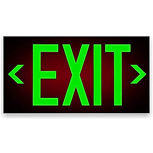 Photoluminescent Exit Sign Red - Pack of 2 - Aluminum - UL 924 Code Approved/IBC/NFPA 101 / NightBright USA Part Number ULR-050 II
