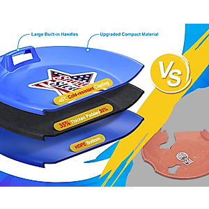 27” 2 Pack Snow Sled for Kids Heavy-Duty Downhill Plastic Sled Cold Resistant Toboggan Sled Outdoor 1-2 Rider Snow Sleds for Adults Durable Saucer Sleds with 2 Handles Round Sled Discs for Winter