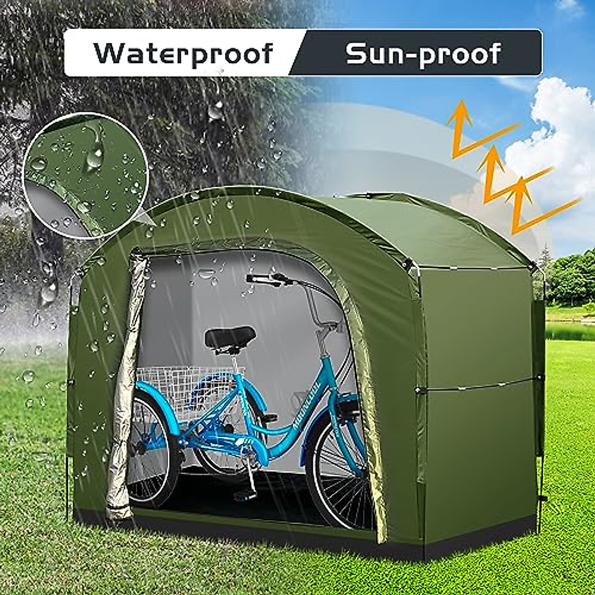 H&ZT Bike Storage Tent, Patio Bike Cover, for Bikes Lawn Storage Cover, Outdoor Storage Tent for Outside Patio Garden Backyard (Green)