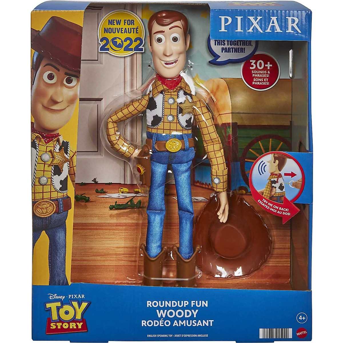 Mattel Disney Pixar Toy Story Talking Woody Action Figure & Accessory, Roundup Fun 12-inch Collectible with 30+ Sounds & Phrases