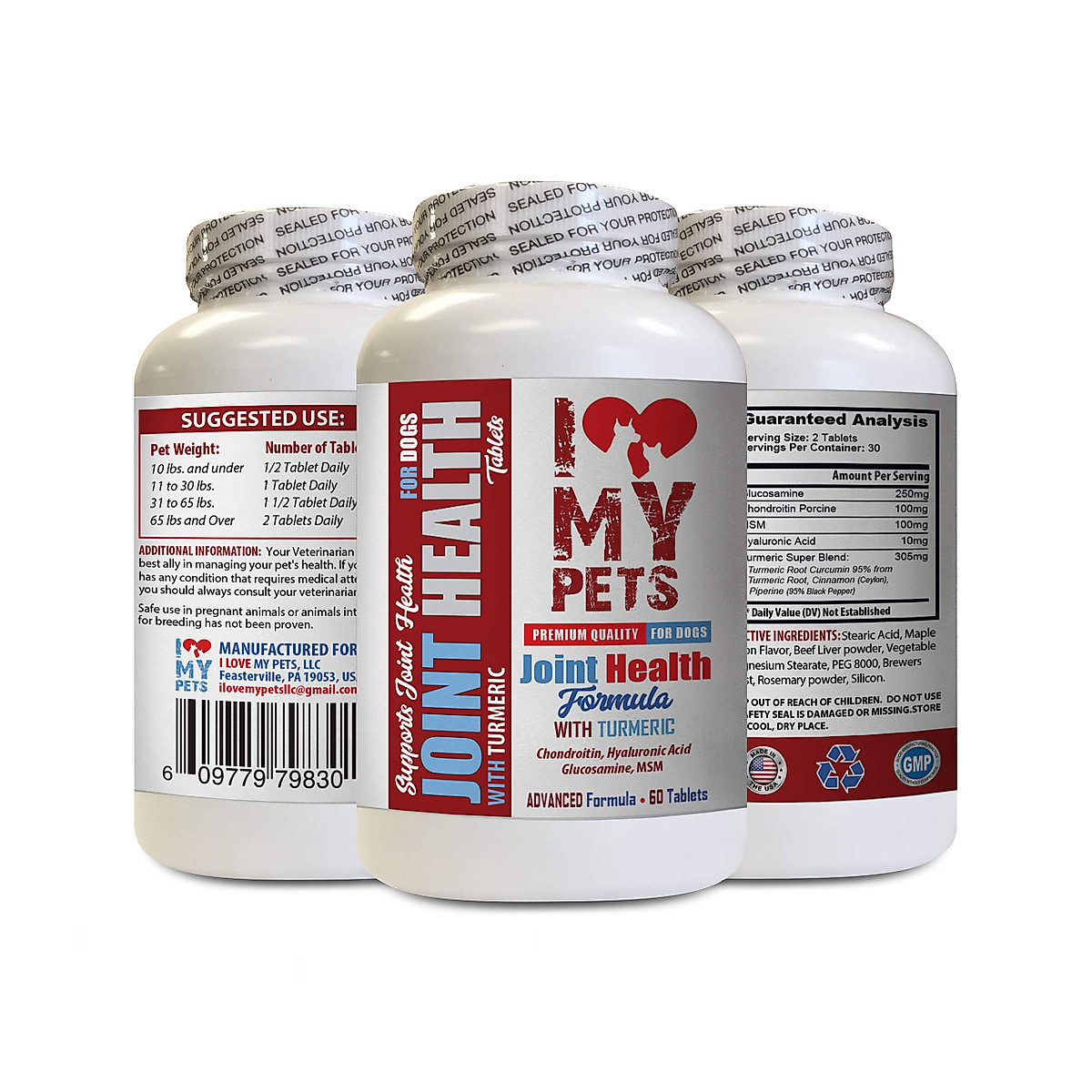 I LOVE MY PETS LLC Dog Joint Supplement tumeric - Joint Health for Dogs - with Turmeric - MSM - Premium - Dog Turmeric Supplement - 60 Treats (1 Bottle)