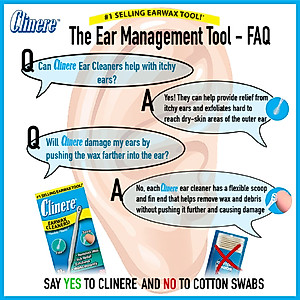 Clinere® Ear Cleaners, 10 Count Earwax Remover Tool Safely and Gently Cleaning Ear Canal at Home, Ear Wax Cleaner Tool, Itch Relief, Ear Wax Buildup, Works Instantly, Exfolimates, Earwax Cleaners.