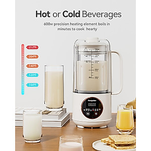 Encyclpo Nut Milk Maker, 50oz Automatic Soy Milk Maker with Spin Clean Brush and Nut Milk Bag, Homemade Plant-Based Oat Milk Machine with Auto Clean, Boil Water, Delay Start, Keep Warm