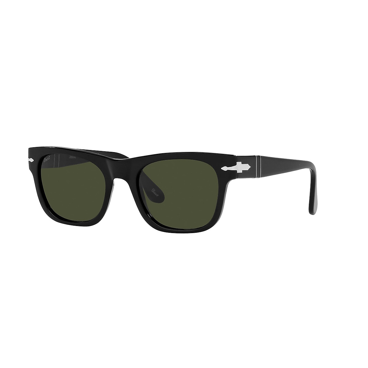 Persol PO3269S Square Sunglasses, Black/Green, 52 mm