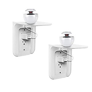 SDlumeiy Standard Vertical Duplex Decorative Socket Bracket，Socket Rack Wall Bracket，Home Wall Shelf for Bathroom Organizer（5.7x5.3x6.8inch） White 2pack