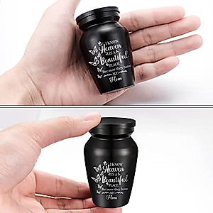 Small Urns for Human Ashes Aluminium Mini Keepsake Urn Butterflies Small Cremation Urns for Ashes Memorial Ashes Keepsake-I Know Heaven is A Beautiful Place Because They Have My Mom